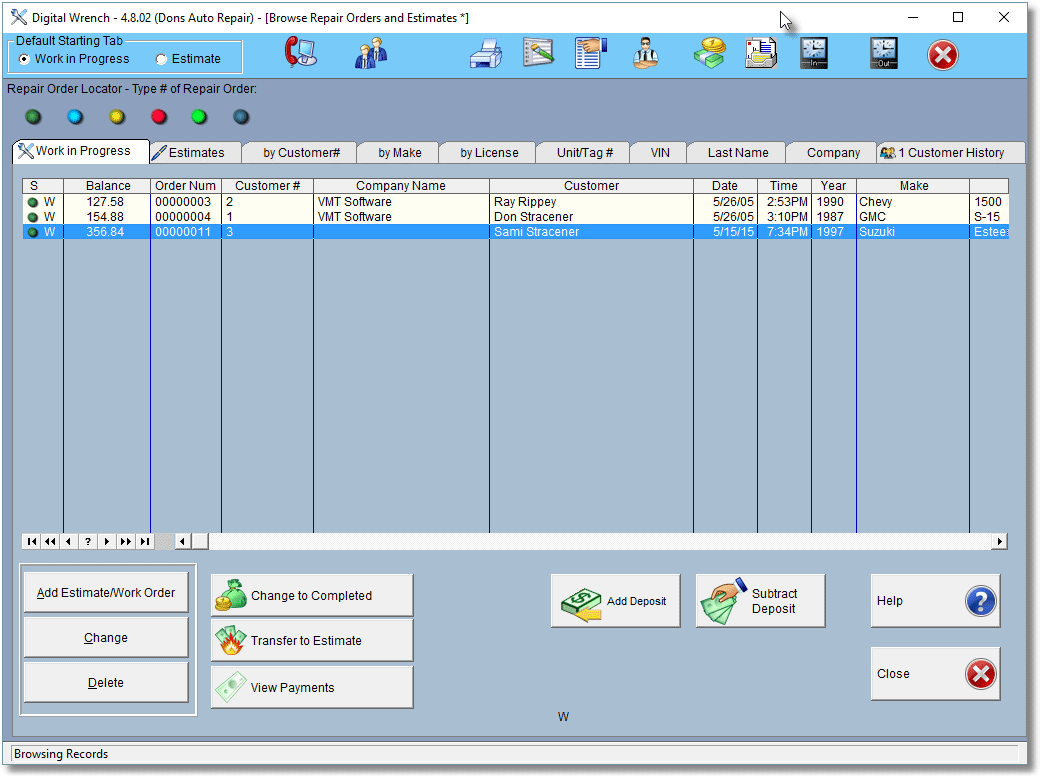 Work Order Lookup | Estimate Pending Work Orders